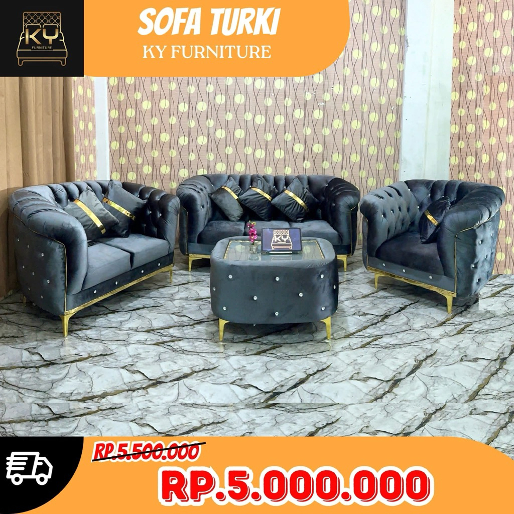 Jual Sofa Turki Standart 3:2:1 + Meja | Shopee Indonesia