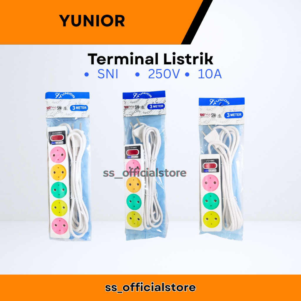 Jual STOP KONTAK / TERMINAL YUNIOR +KABEL 3 METER LUBANG 3/4/5 | Shopee ...