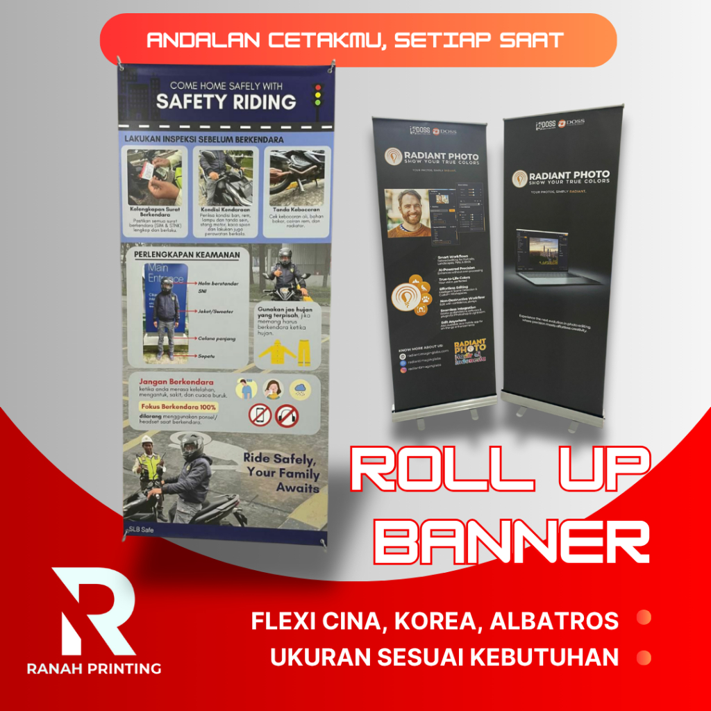 Jual Cetak Roll Up Banner Custom Murah | Print Roll Banner + Standing ...