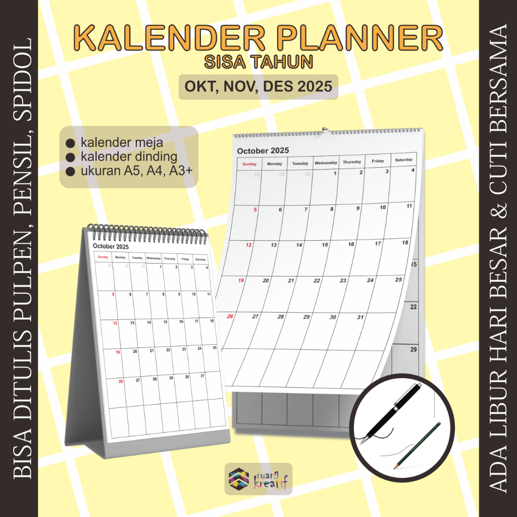 Jual [RUANG KREATIF] KALENDER DINDING PLANNER 2025 - OKTOBER SAMPAI ...