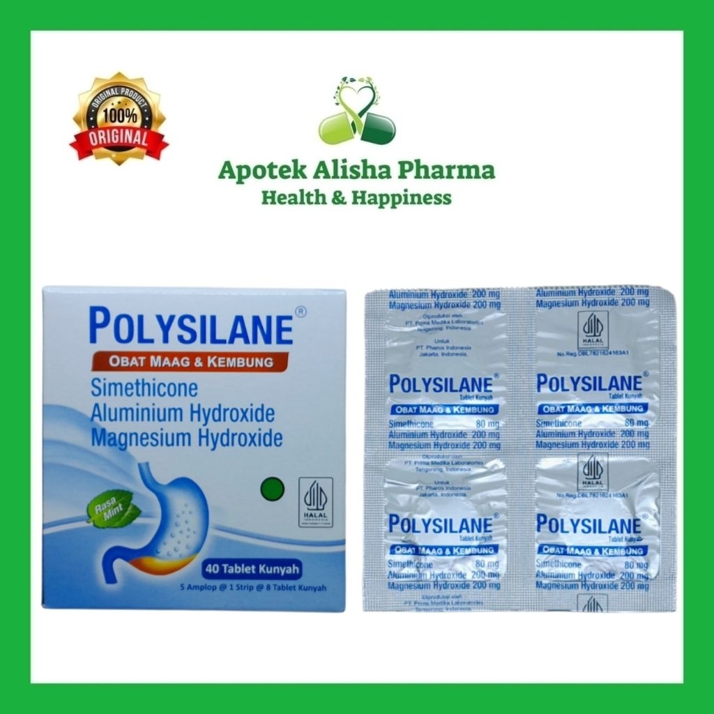 Jual Polysilane Tablet Kunyah Box isi 40 Obat Maag dan Kembung | Shopee ...