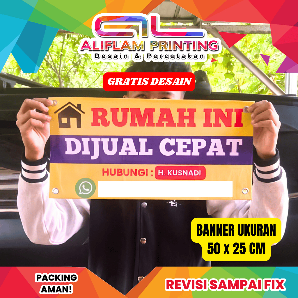 Jual CETAK BANNER SPANDUK UKURAN 50x25 CM GRATIS DESAIN Revisi sampai ...