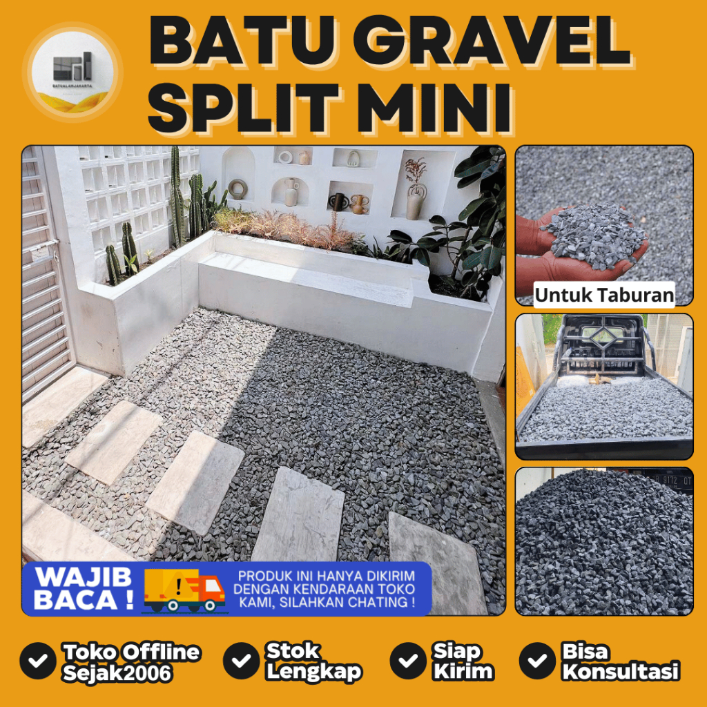 Jual Batu Gravel Split (gravel) Karungan, Kubikan untuk taman, kafe dan ...