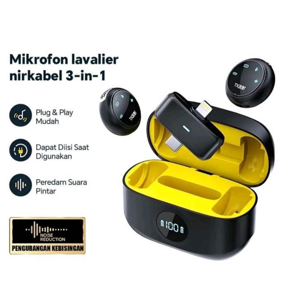 Jual Wireless Microphone 2 In 1 Clip On Mic Magnetic Mikrofon HP Plug ...
