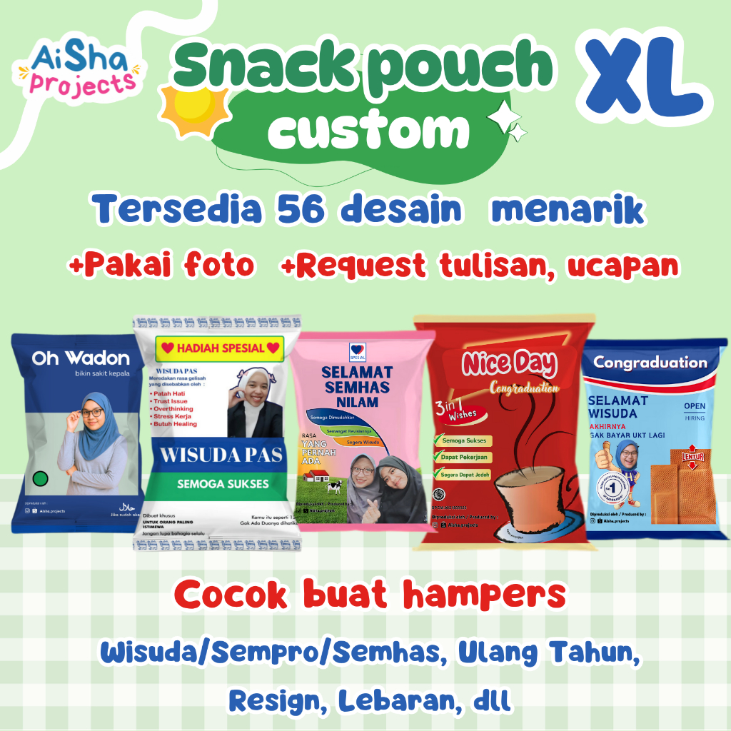 Jual Hadiah Snack Pouch Custom Kekinian | Hadiah Hampers Custom ...