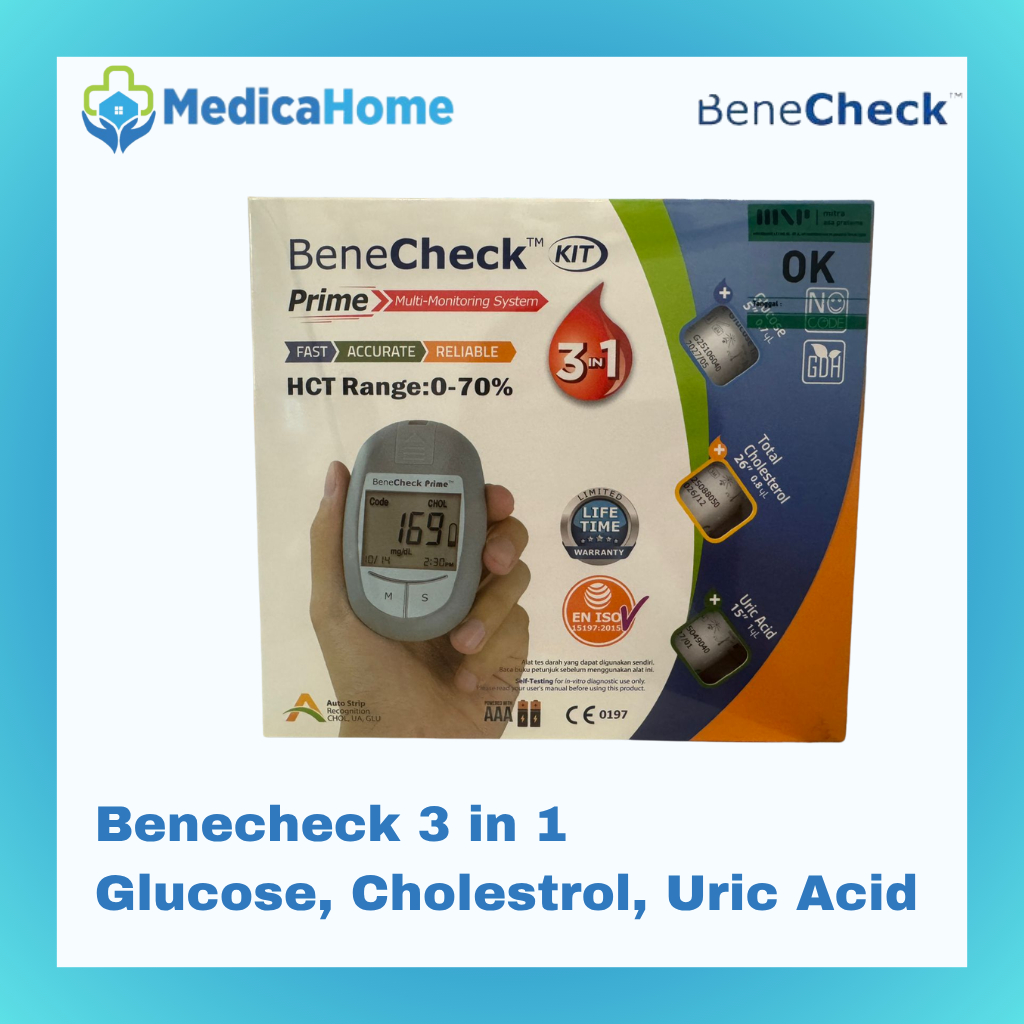 Jual Alat Cek Gula Darah Kolesterol Asam Urat BeneCheck PRIME 3 in 1 ...