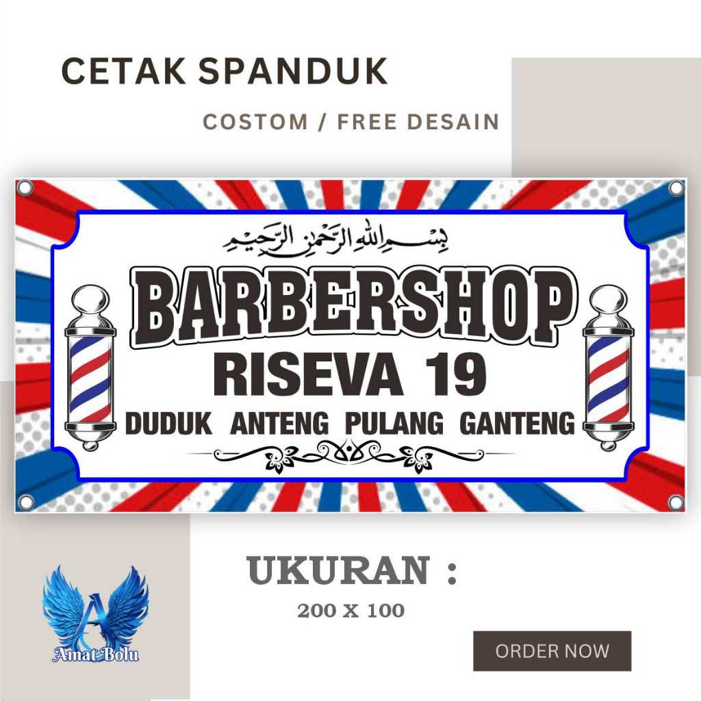 Jual Cetak Spanduk Cetak Banner BARBERSHOP,PANGKAS RAMBUT Ukuran 60X50 ...