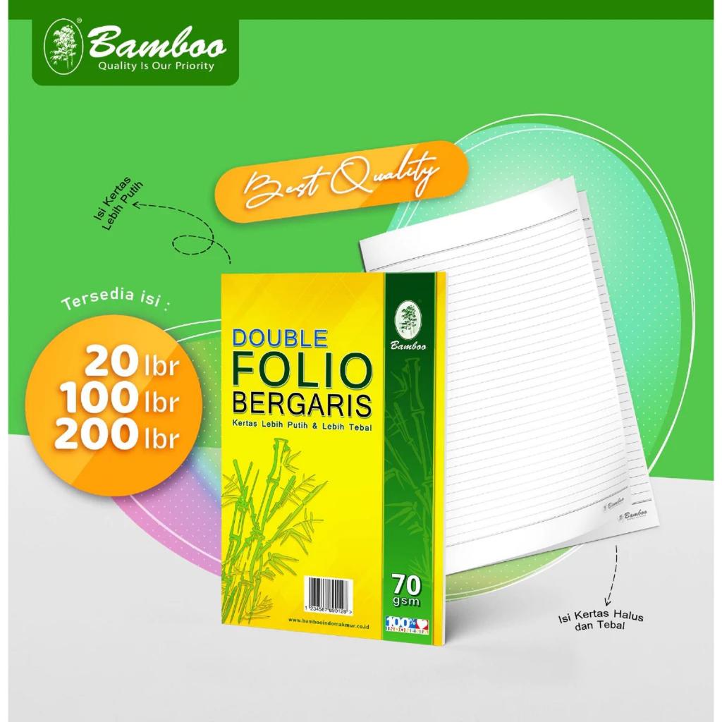 Jual Bamboo Kertas Double Folio bergaris F4 70gsm isi 20 Lembar ...