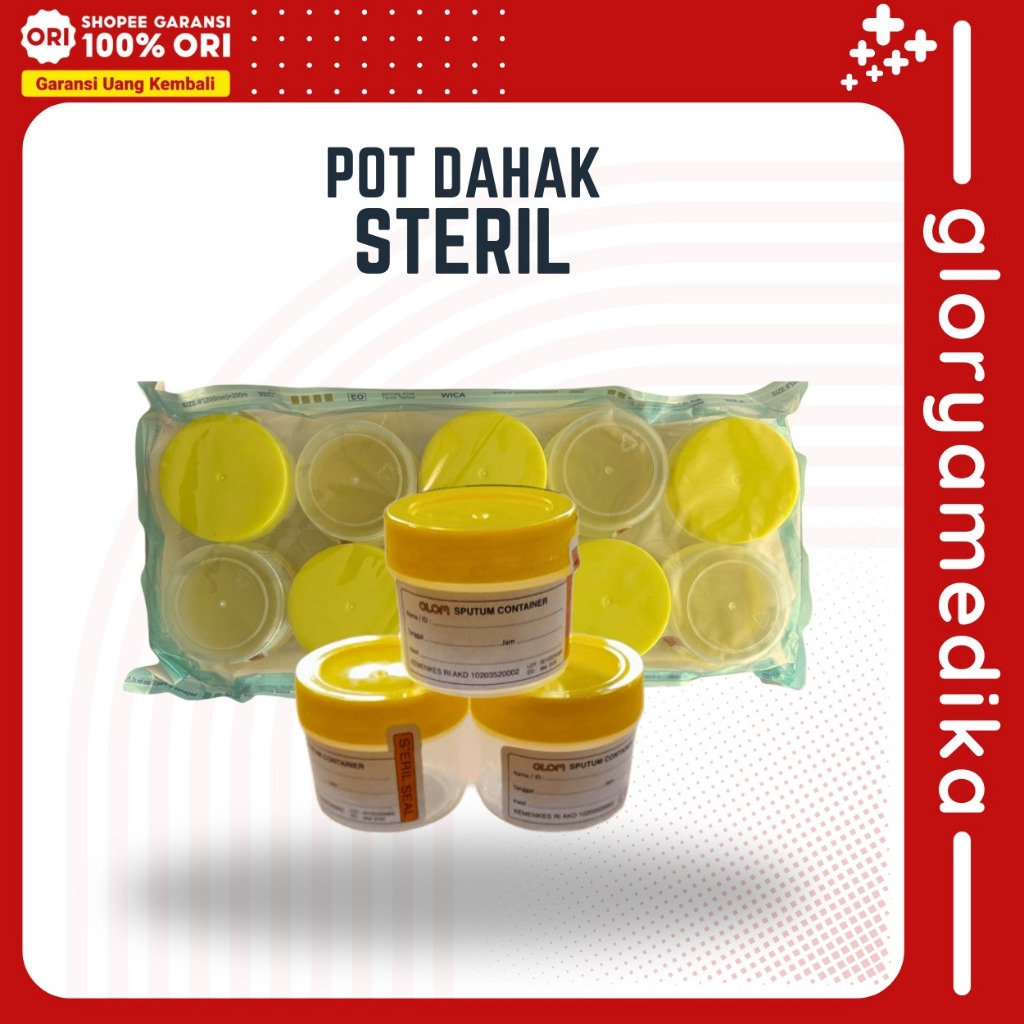Jual Pot Dahak/Urine 60ml Steril Tutup Kuning - Sputum Container ...