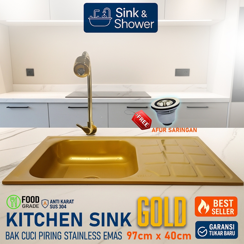 Jual INSTANT ONLY-Bak Cuci Piring Stainless Steel 97cm Warna GOLD ...