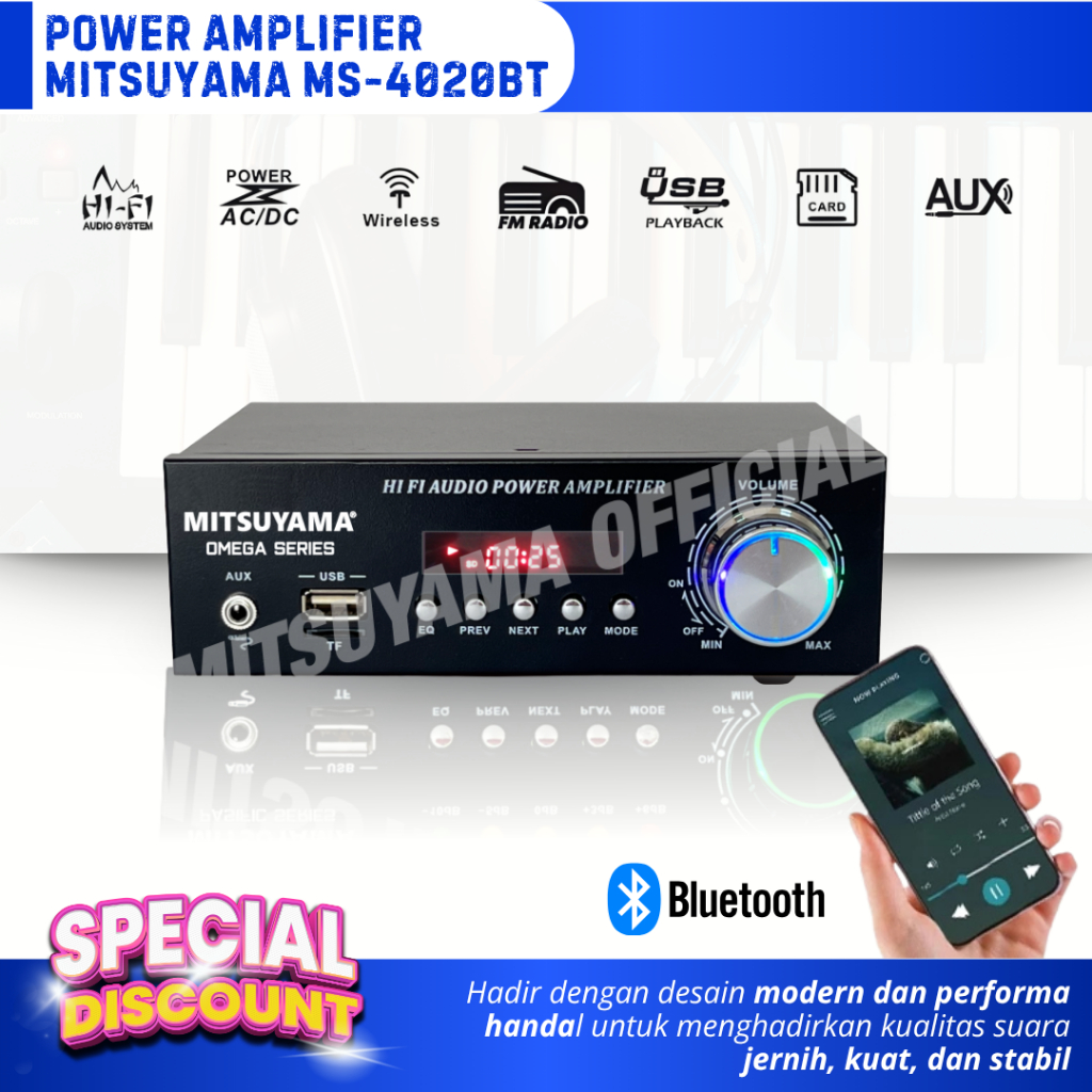 Jual Amplifier Bluetooth Equalizer Audio Karaoke Home Theater Mitsuyama ...