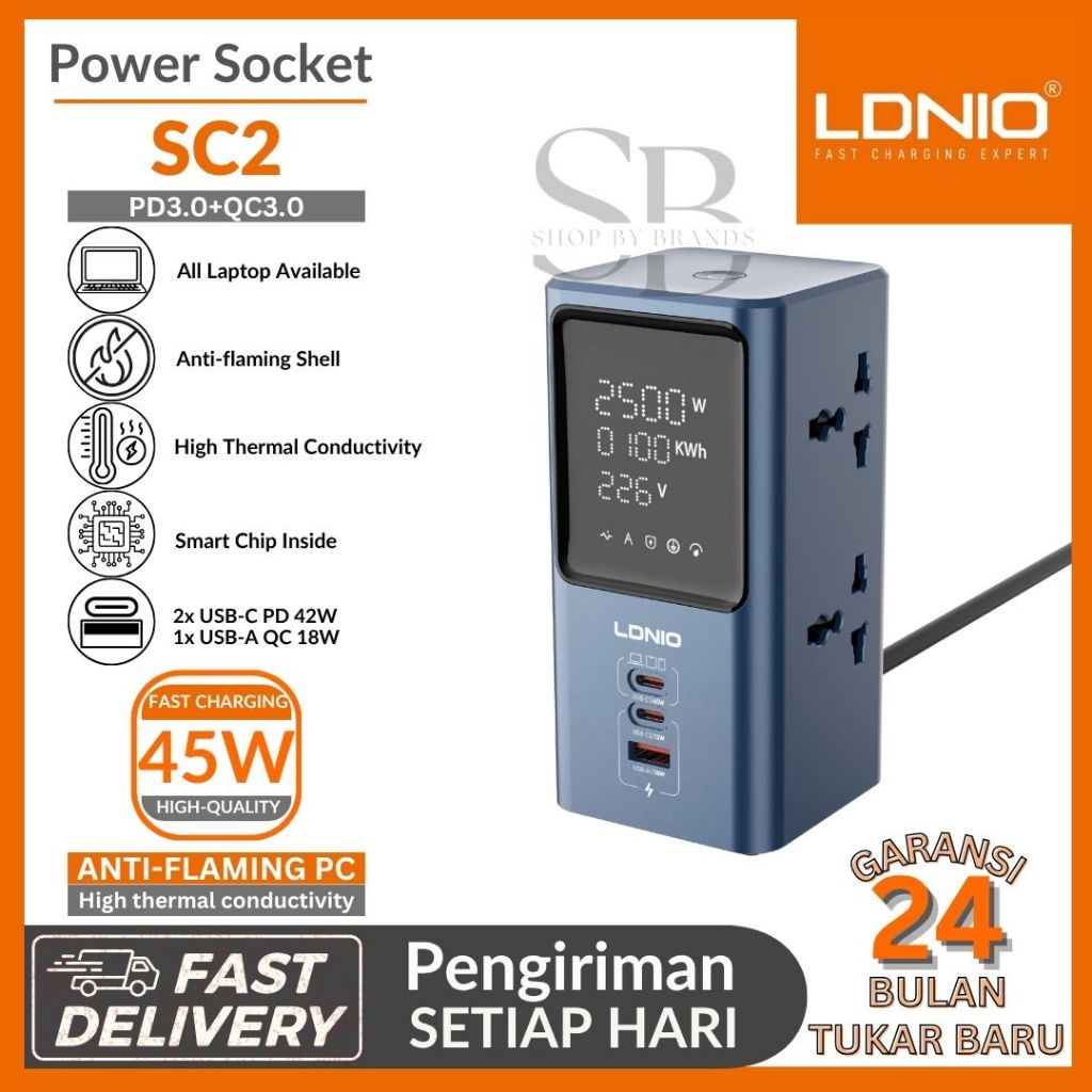 Jual Stop Kontak LDNIO SC2 Tower Extension Power Socket Colokan Listrik ...