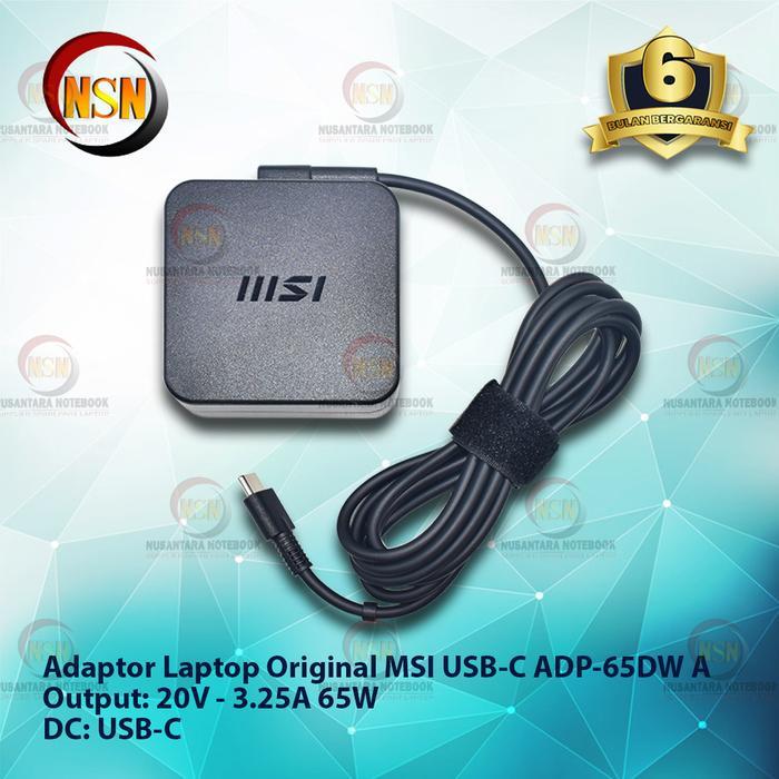 Jual Adaptor Charger Original MSI 20V 3.25A DC USB TYPE-C (ADP-65DW A ...