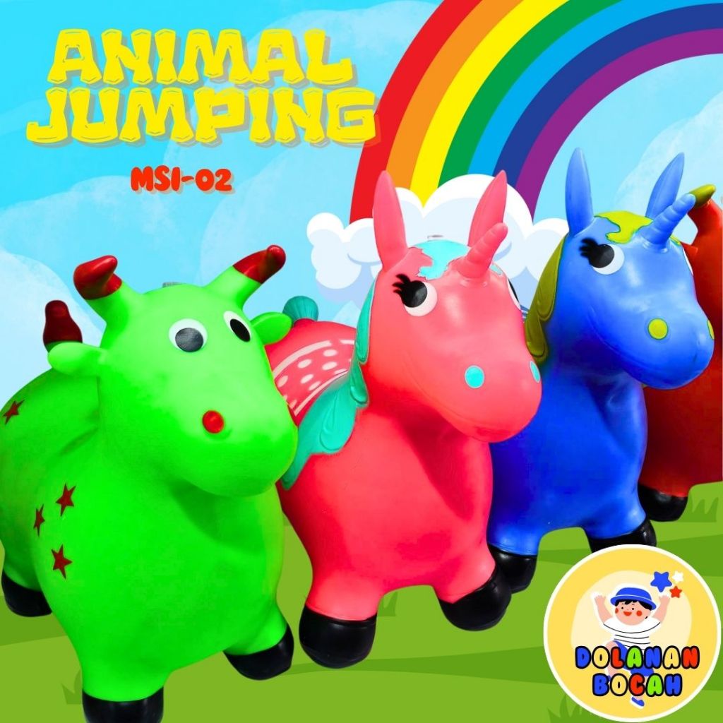 Jual Mainan Kuda Karet Animal Jumping Unicorn Tunggang Kualitas Tebal ...