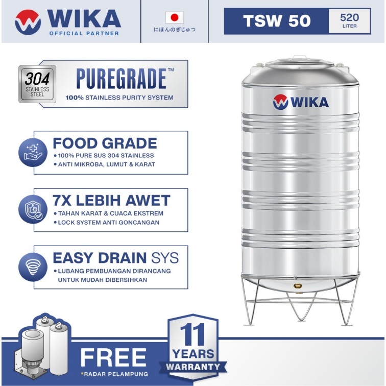 Jual Tangki Air Stainless WIKA 500 Liter TSW-50 / Toren / Tandon ...