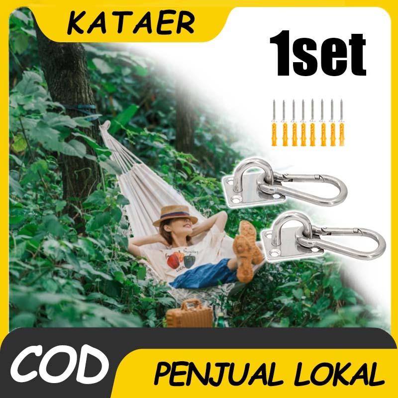 Jual Paket 1 Set Pengait Hammock Stainless Steel Hook Dinding Gantungan ...