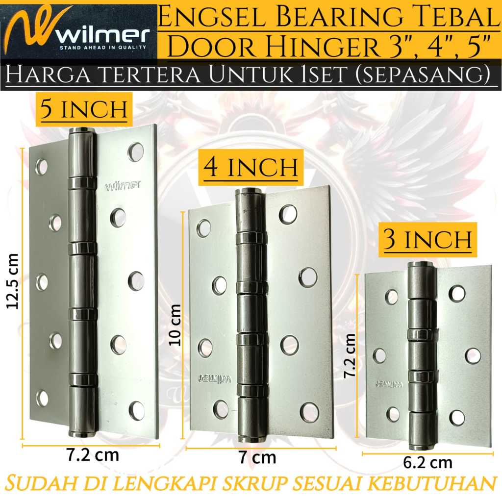 Jual Engsel pintu tebal 3inch,4inch,5inch wilmer / engsel jendela ...