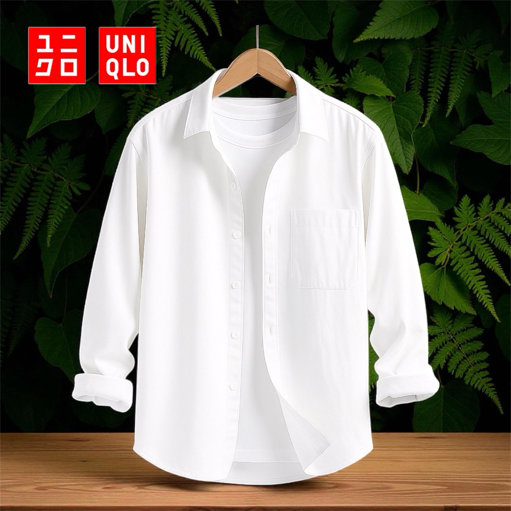 Jual Kemeja putih UNIQLO pria lengan panjang premium slimfit | Shopee ...