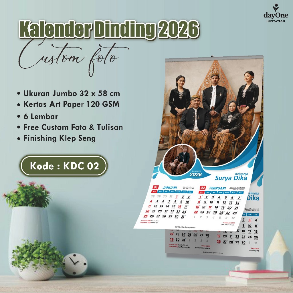 Jual KALENDER 2026 LENGKAP JUMBO - KALENDER DINDING CUSTOM FOTO GLOSSY ...