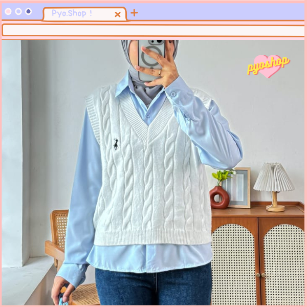 Jual PYOSHOP - Atasan Kemeja Vest 2IN1 Motif Cable Lengan Panjang ...