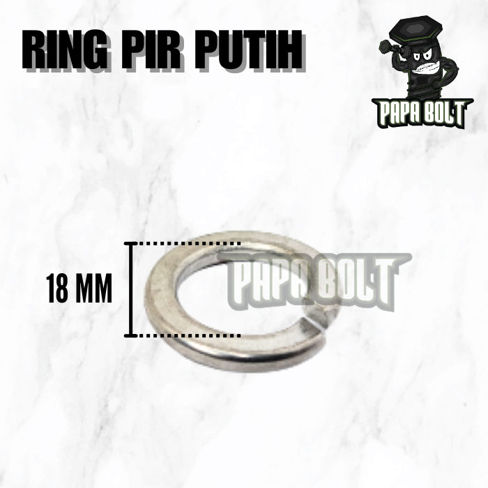 Jual Ring Peer, Ring Pir Putih M18 / Spring Lock Washer WL 18mm ...