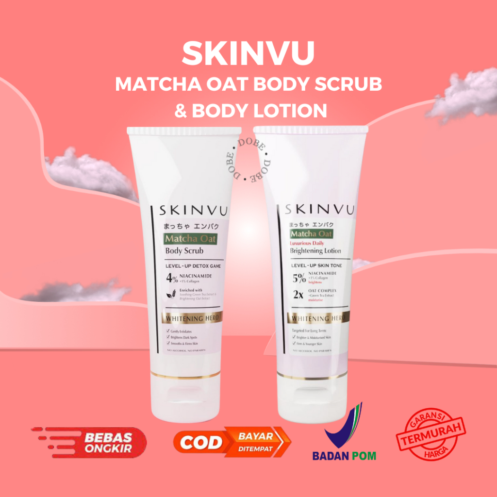 Jual SKINVU Matcha Oat Body Scrub & Brightening Lotion - 100ml | Shopee ...