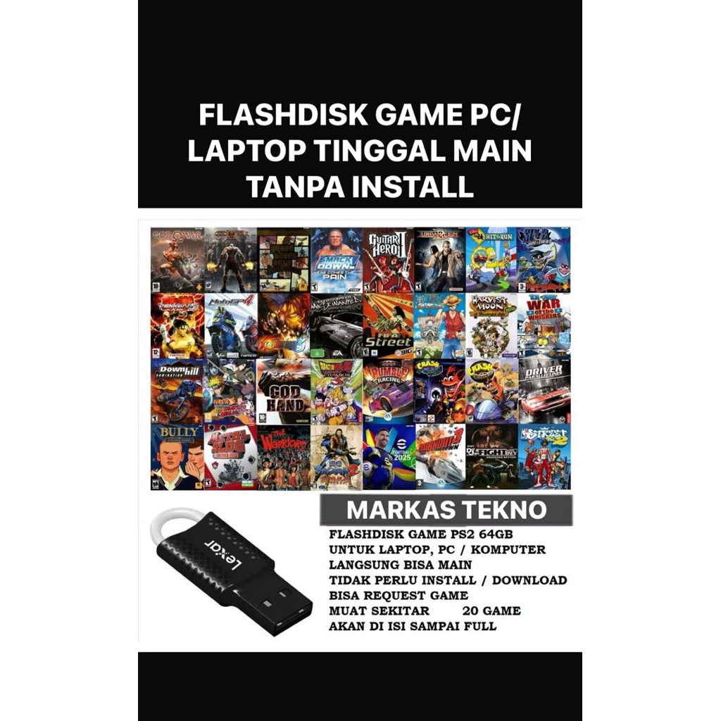 Jual FLASHDISK GAME 64 GB | ISI 20 GAME PS 2 UNTUK LAPTOP DAN PC ...
