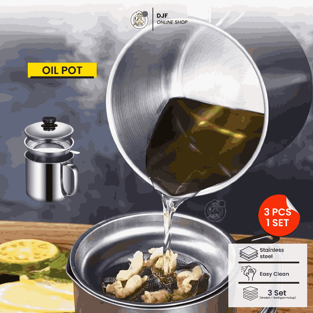 Jual Oil Pot Wadah Saringan Minyak Stainless Steel Gelas Saringan ...