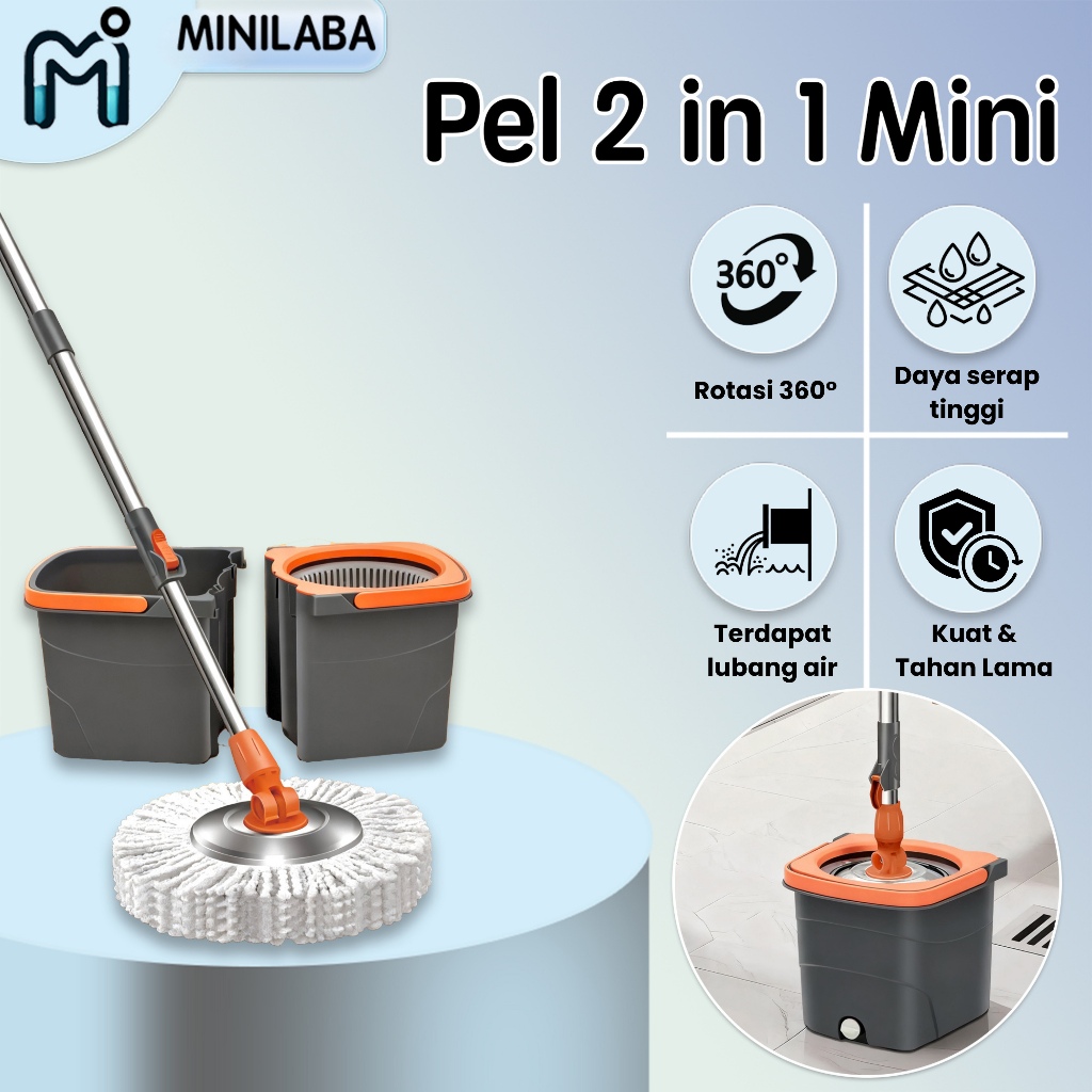 Jual MINILABA Pel 2 In 1 Mini Alat Pel Lantai 2 In 1 Ember Lepas Pasang ...