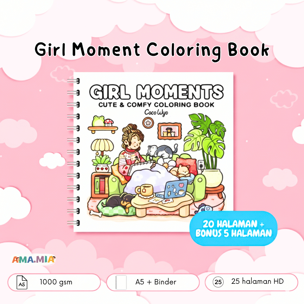Jual Girl Moment Coloring Book 25 Pages Buku Mewarnai Aesthetic ...