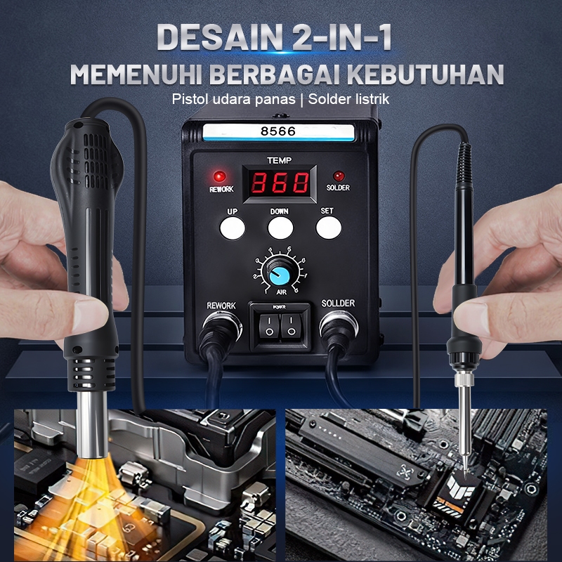Jual SOARFLY Stasiun Solder 8586 700W 2 in 1 Digital Display SMD Ulang ...