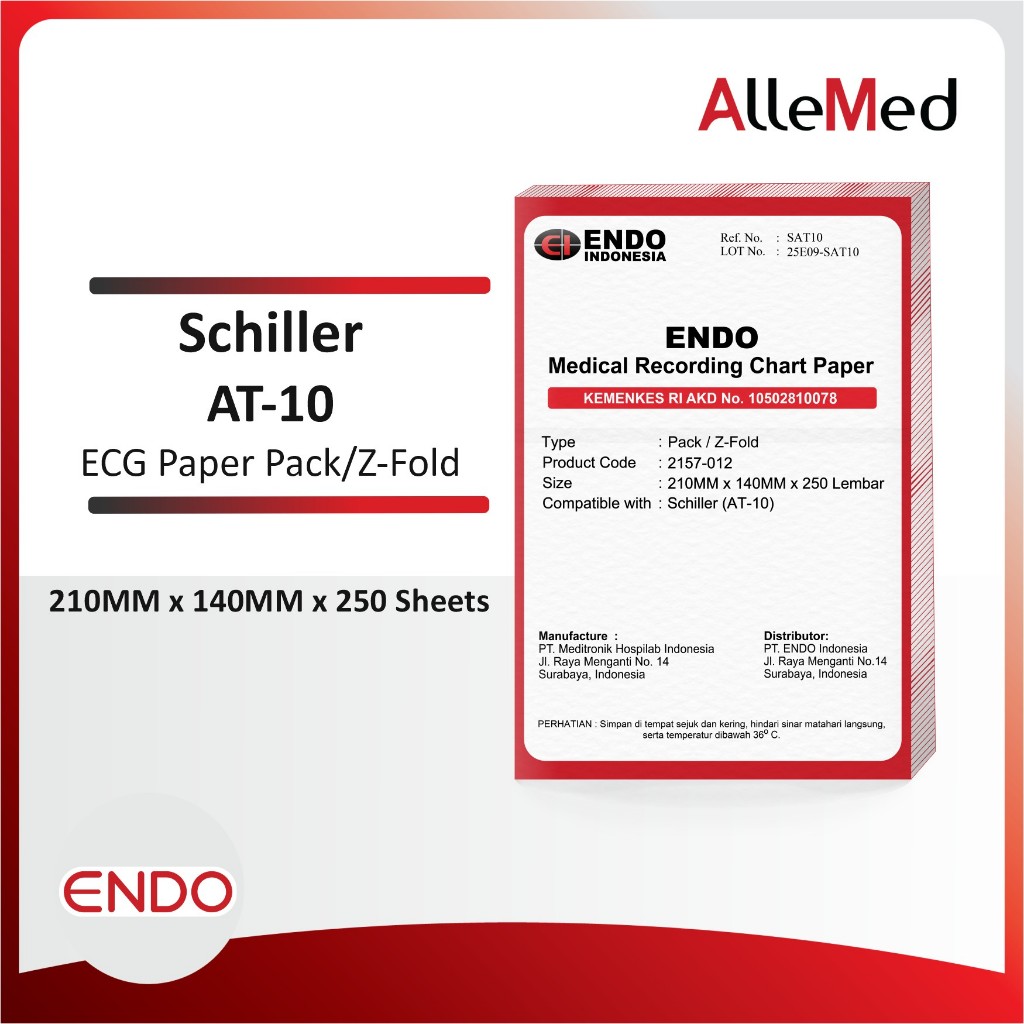 Jual ENDO ECG Paper 210mm x 140mm x 250 Lembar - For Schiller AT-10 ...