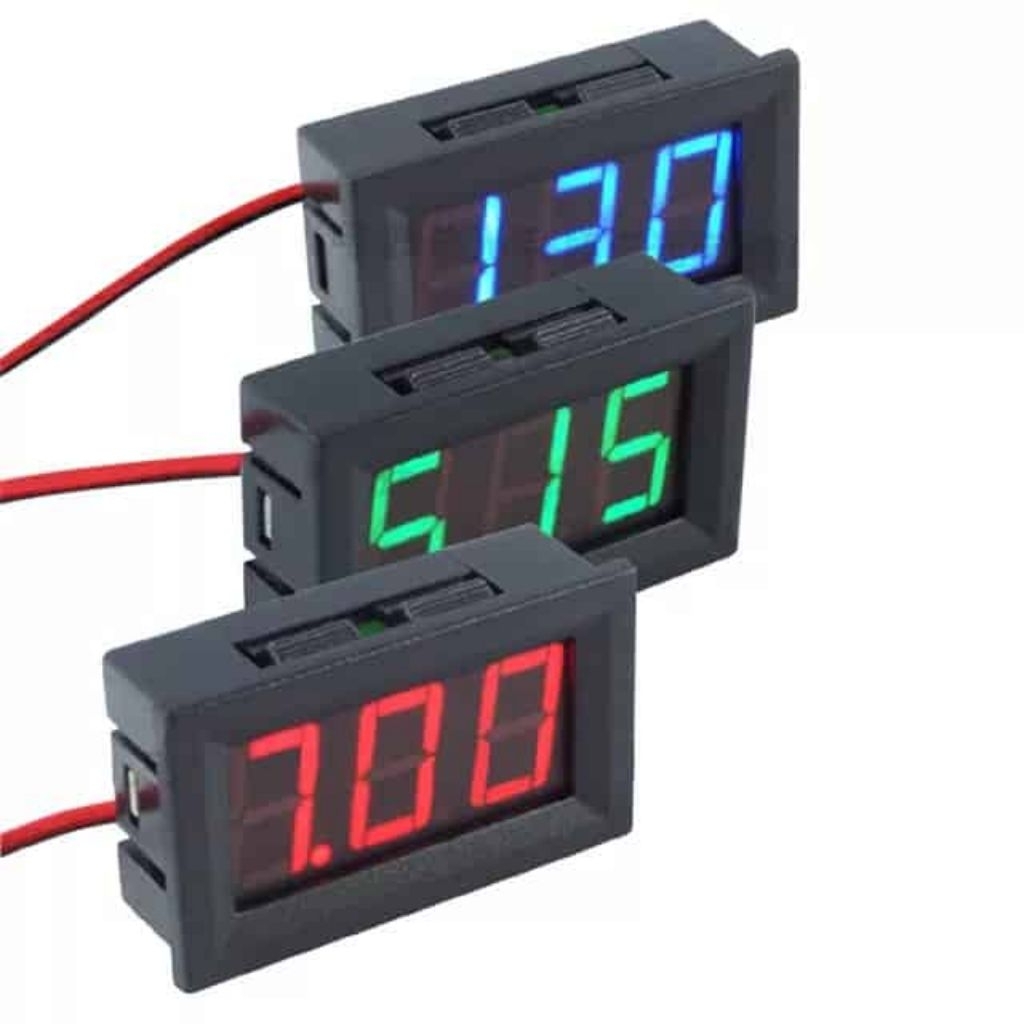 Jual Digital VoltMeter Volt meter 0'56 inch 4.5 -30 DC Biru Merah Hijau ...