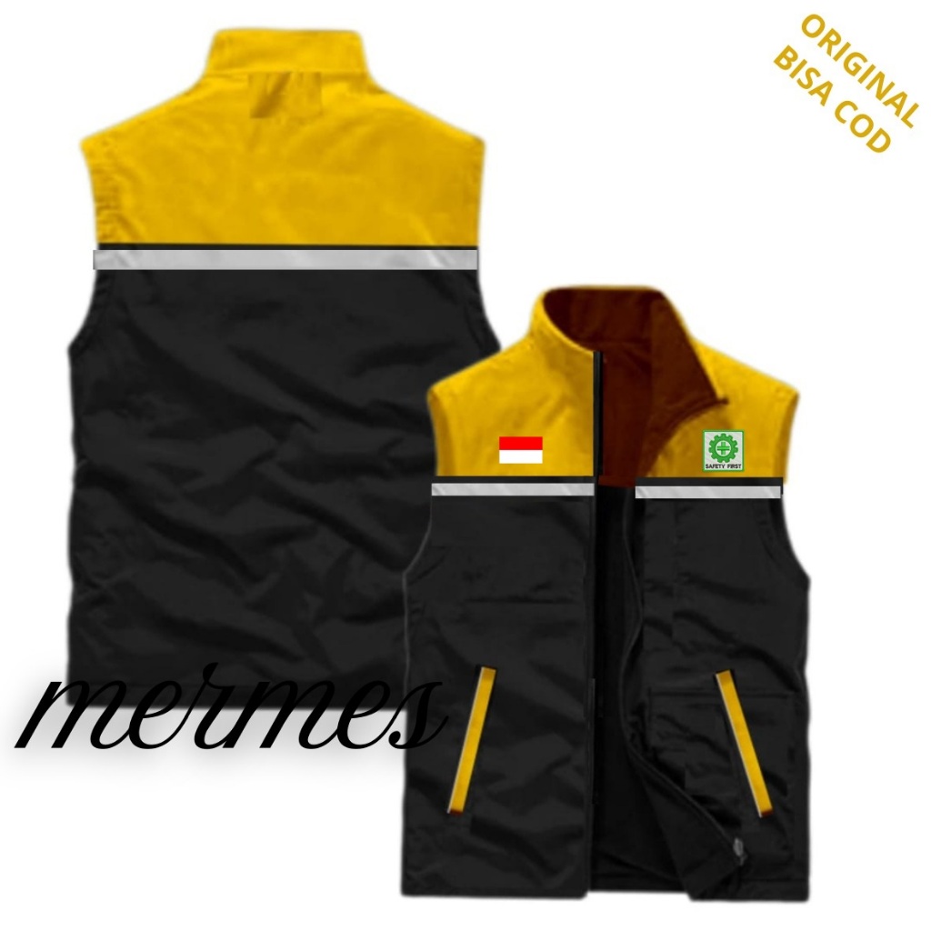Jual Rompi vest outdoor zipper logo k3 safety first waterproof pria ...