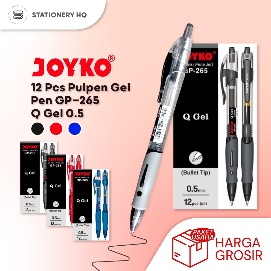 Jual (12 Pcs) Joyko Pulpen Gel Pen GP-265 Q Gel 0.5 - Ballpoint Kantor ...