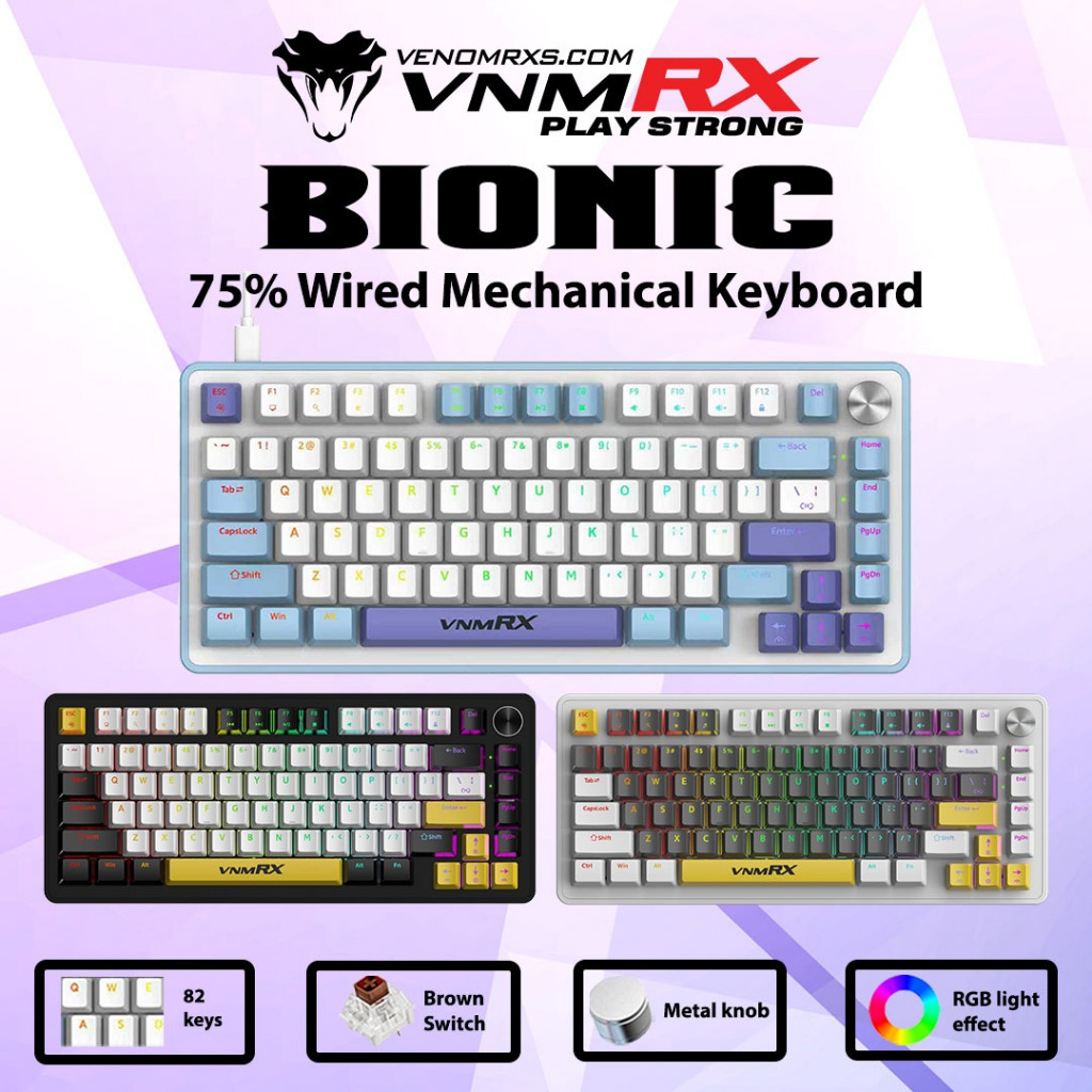 Jual VenomRX Bionic 75% Wired Mechanical Keyboard | Shopee Indonesia