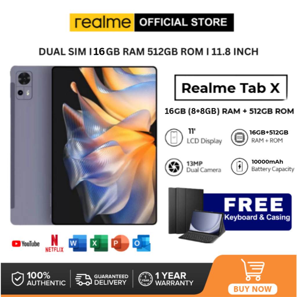 Jual Realme Tab X Tablet RAM 16/512GB 11" 120Hz FHD+ Garansi Resmi ...