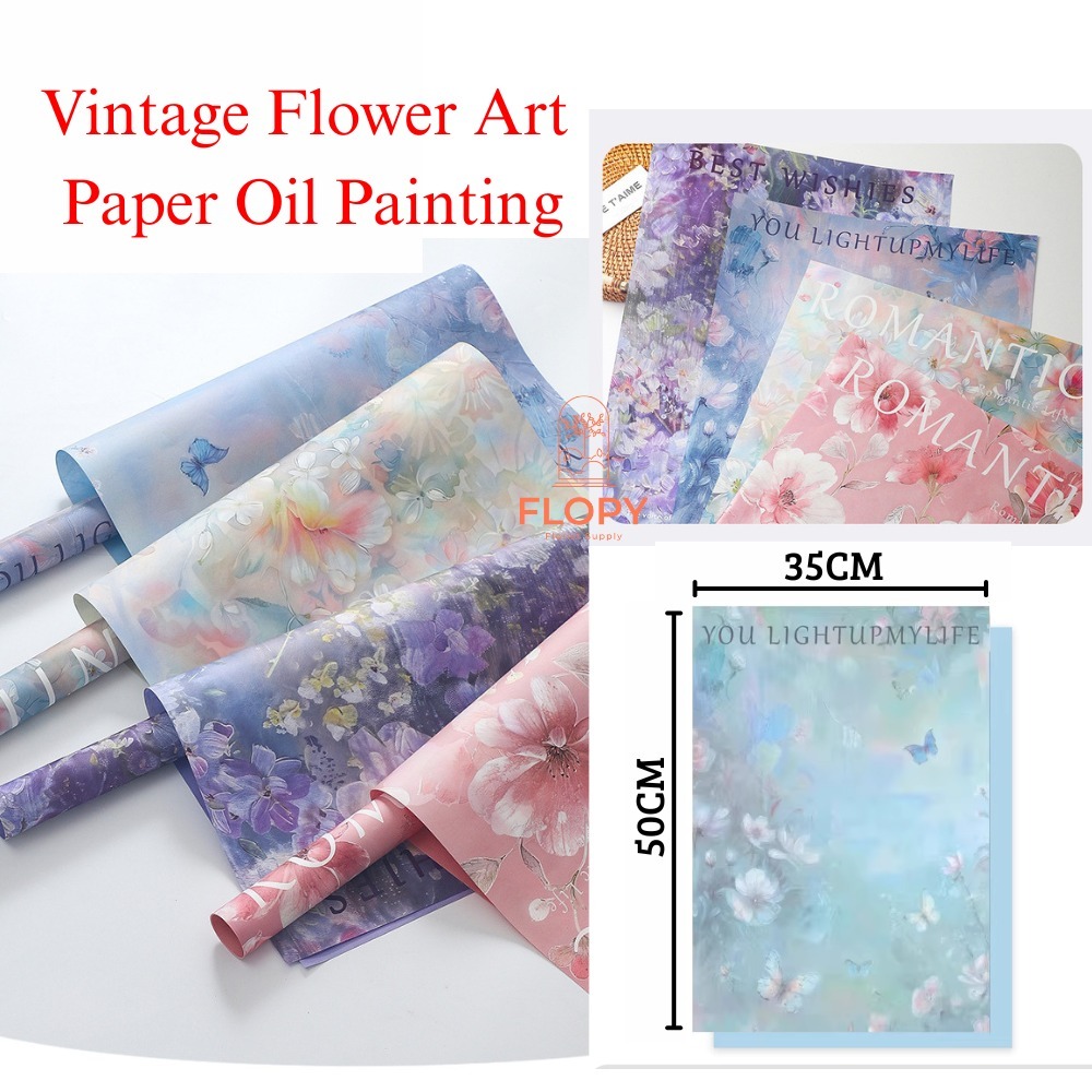 Jual FLOPY [ 10 Lembar ] Cellophane Flower Art Paper Oil Painting ...