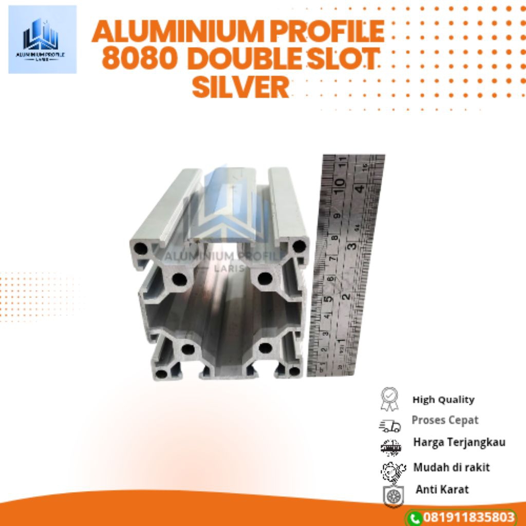 Jual ALUMINIUM PROFILE 8080 DOUBLE SLOT SILVER – HARGA PER CENTI - BISA CUSTOME - MURAH ,KOKOH ...