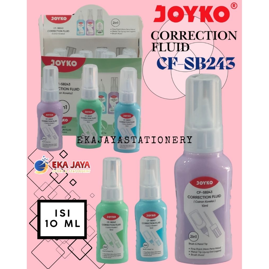 Jual Tipe X Cair Joyko CF-SB243/Correction Fluid 2 in 1/Tipe X Kuas ...