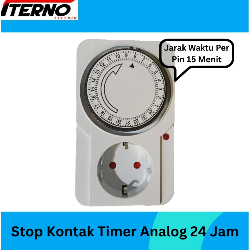 Jual Stop Kontak Timer Analog 24 Jam Iterno | Shopee Indonesia