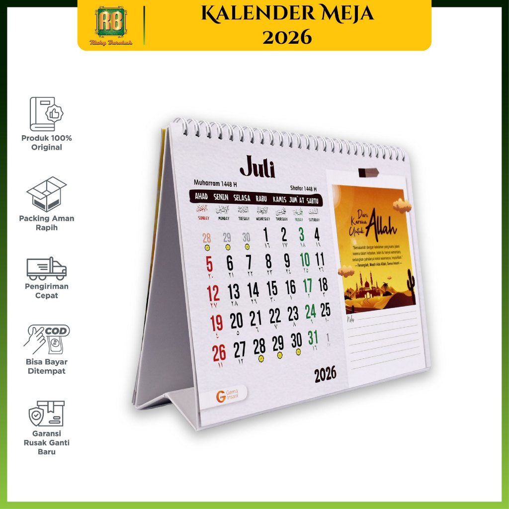 Jual Kalender Islam Muslim 2026 kalender meja Gambar calneder bisa di ...
