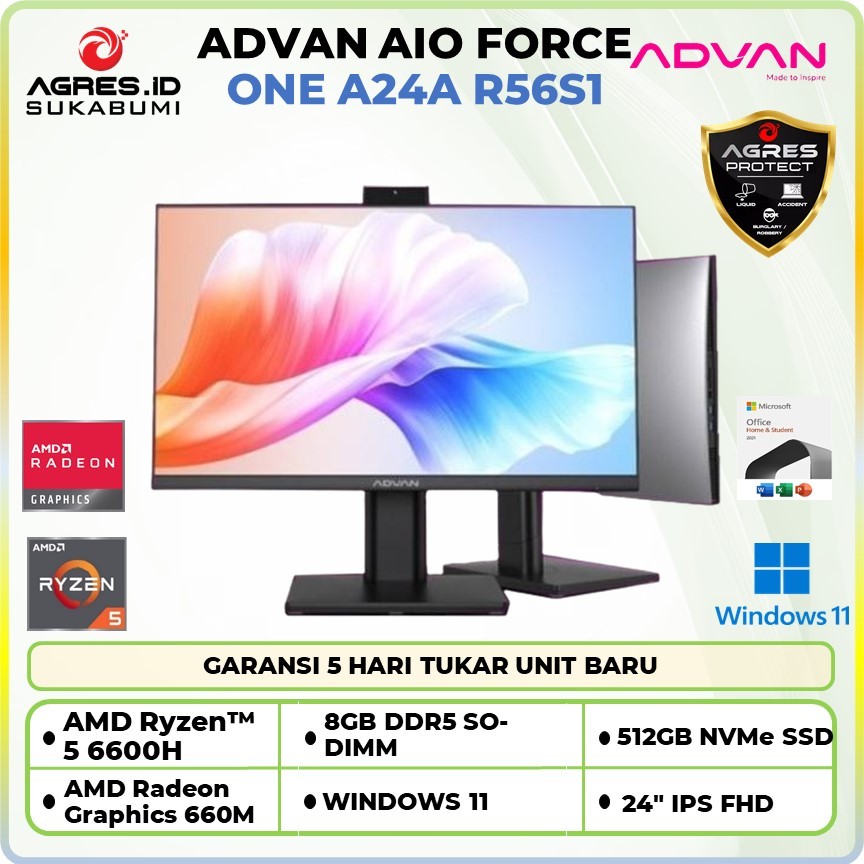 Jual PC AIO ADVAN FORCE ONE A24A-R56S1 AMD RYZEN 5 6600H 8GB DDR5 512GB ...