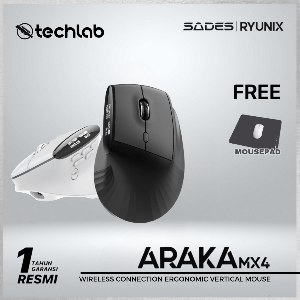 Jual Sades Ryunix Araka MX4 / MX-4 Wireless Ergonomic Mouse / Office ...
