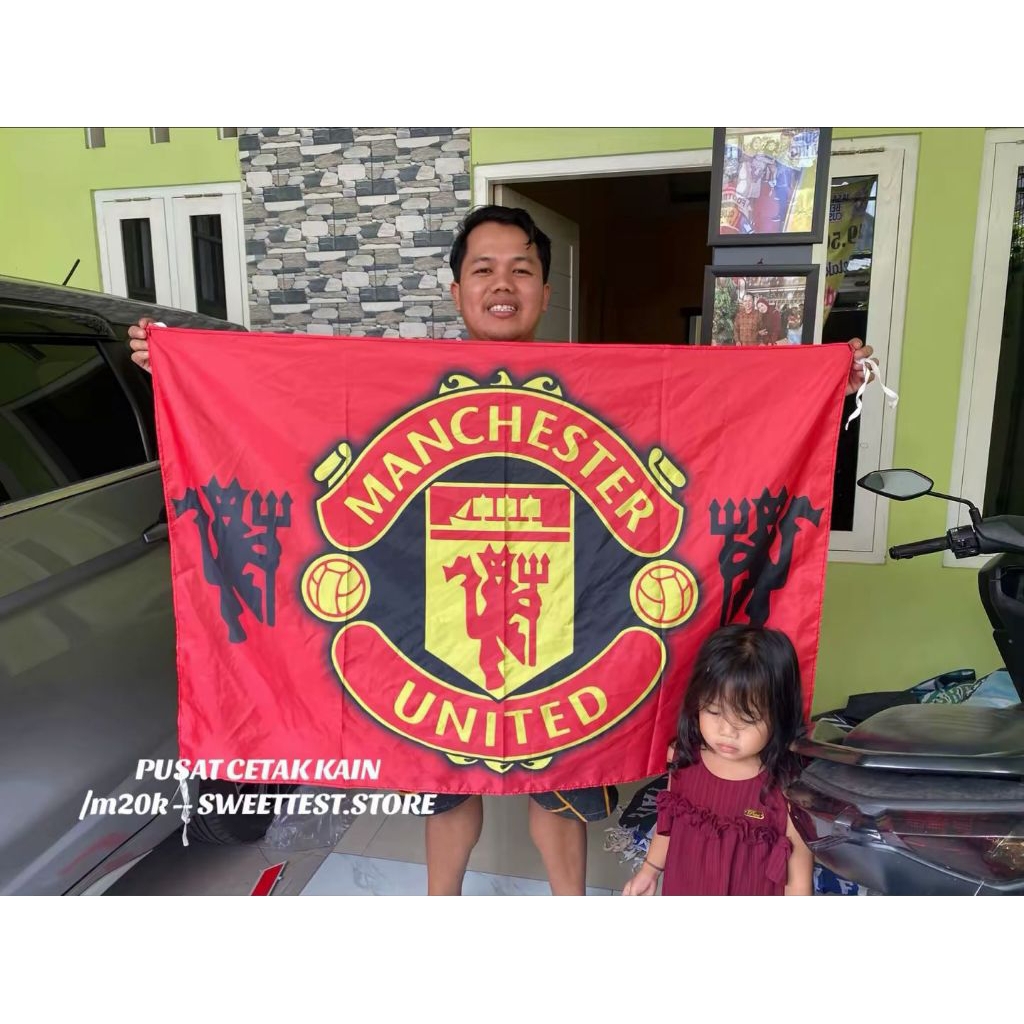 Jual 1 HARI JADI, BENDERA MANCHESTER UNITED 120x80cm, BENDERA BOLA MU ...