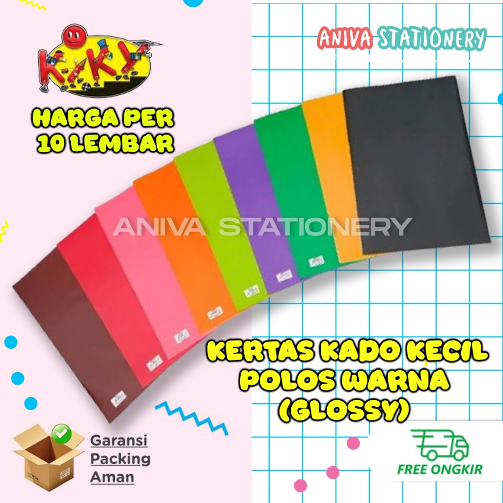 Jual Kertas Sukung Kiky 10 Lembar Kertas Kado Polos Warna Warni Kertas ...