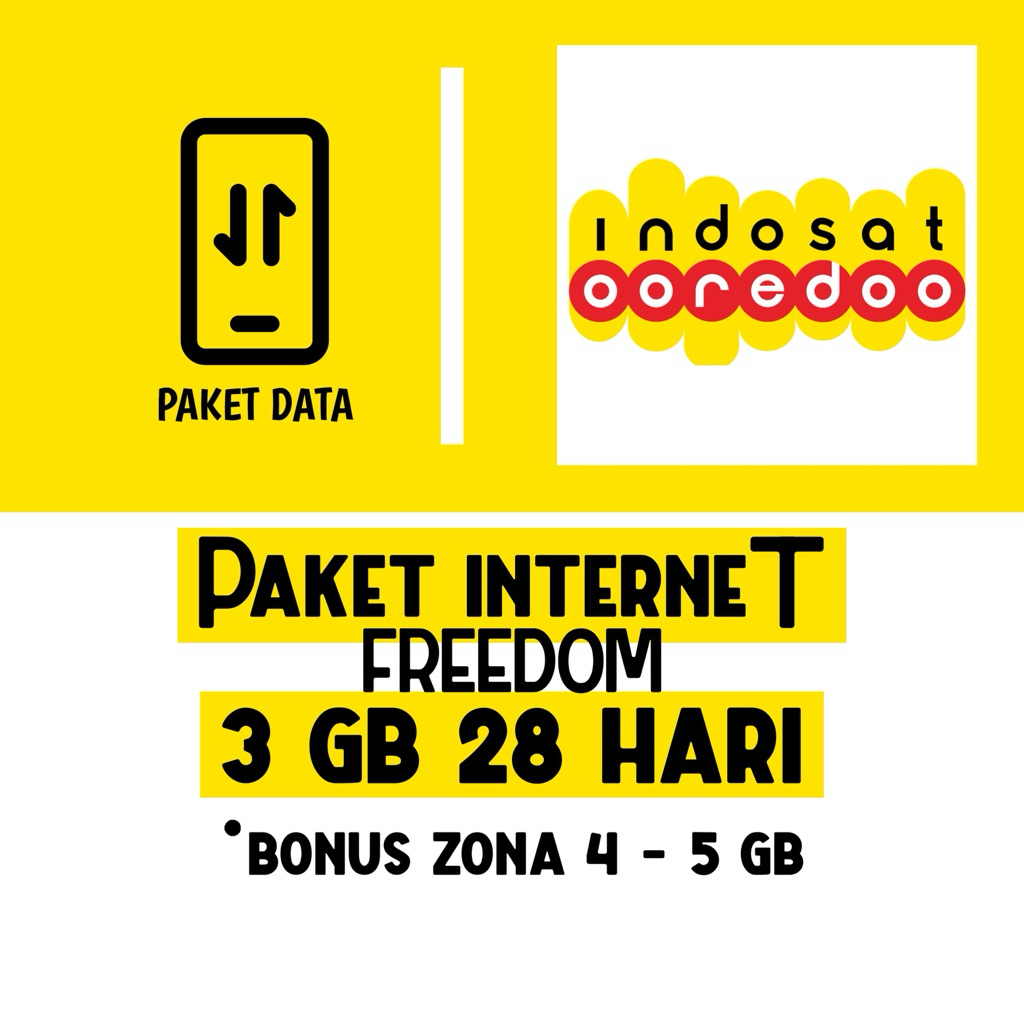 Jual Paket Data Indosat Freedom 3GB 28 Hari | Shopee Indonesia