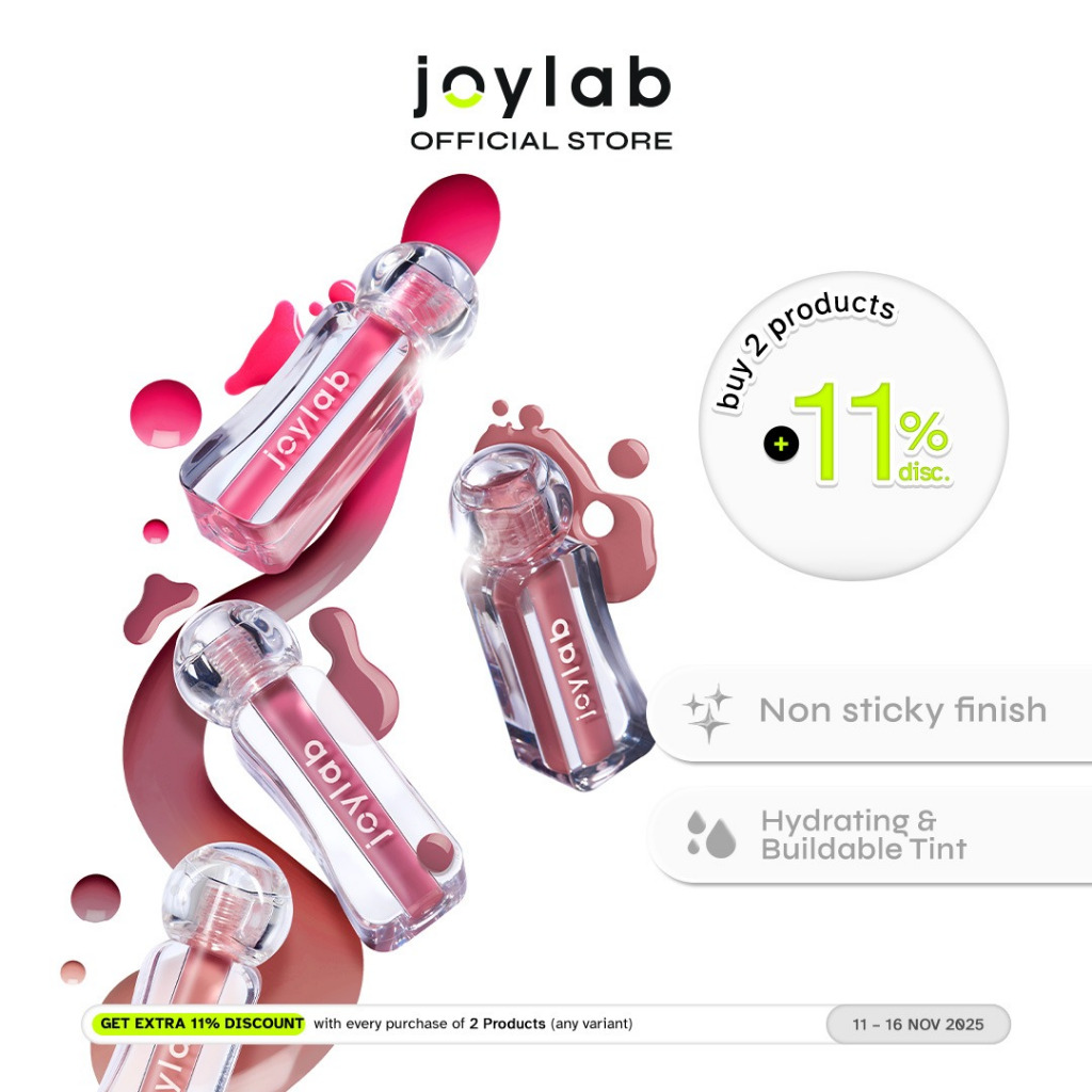 Jual Joylab Get Gloss Lip Tint (3ml)-Pink Doll /Nude Blush/ Plum Kiss ...