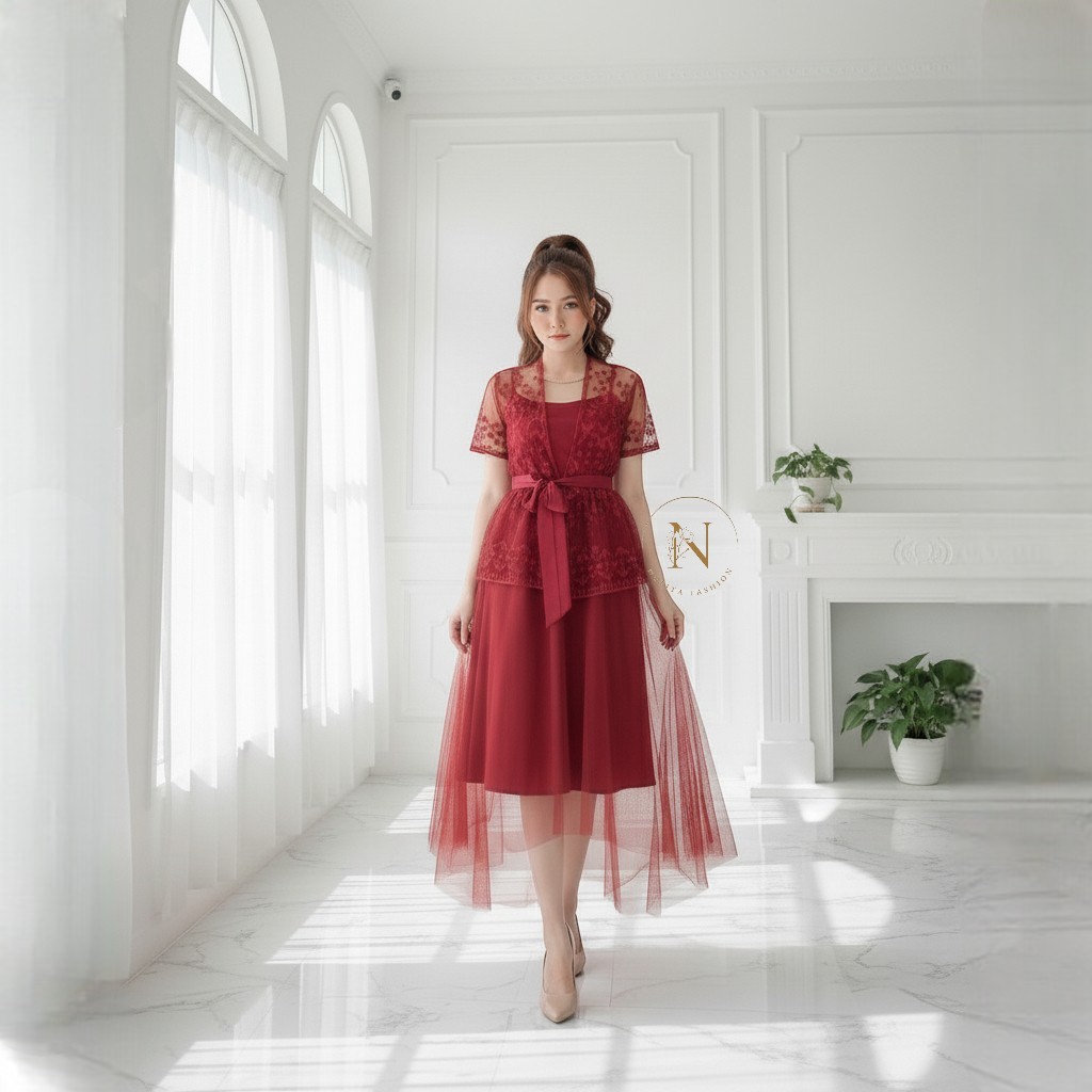 Jual Real Pic 2in1 Midi Dress Natal GRICIA - 3Ukuran M L XL - Koleksi ...