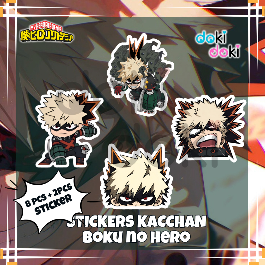 Jual 8 Pcs + 2 Pcs Stickers Anime Katsuki Bakugo Kacchan Boku No Hero ...